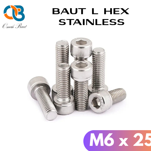 Jual Baut L M6x25 Stainless Steel 304 / Hex Socket Screw Bolt M6 x 25 ...