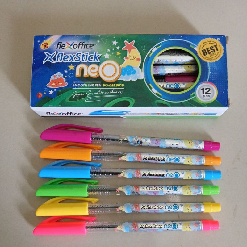 Jual Pulpen Flexoffice FlexStick Neo FO-B019 hitam (1 pak isi 12 pcs ...