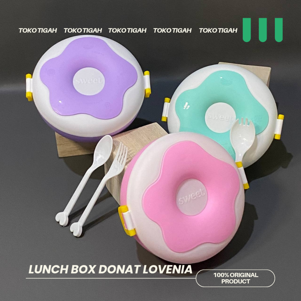 Jual Kotak Makan Anak , Lunch Box , Bekal Bulat Donat Sekat 3 Lovenia ...