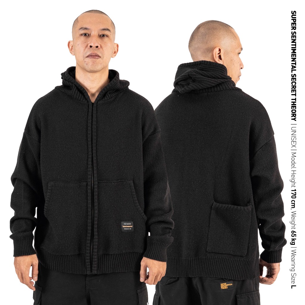 Jual SSST Contour Knitted Zip-Up Hoodie Hitam | Shopee Indonesia