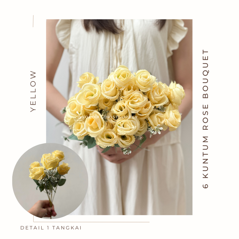 Jual 6 KUNTUM ROSE BOUQUET Bunga Mawar Rose Paris Kombinasi x6 Bunga ...