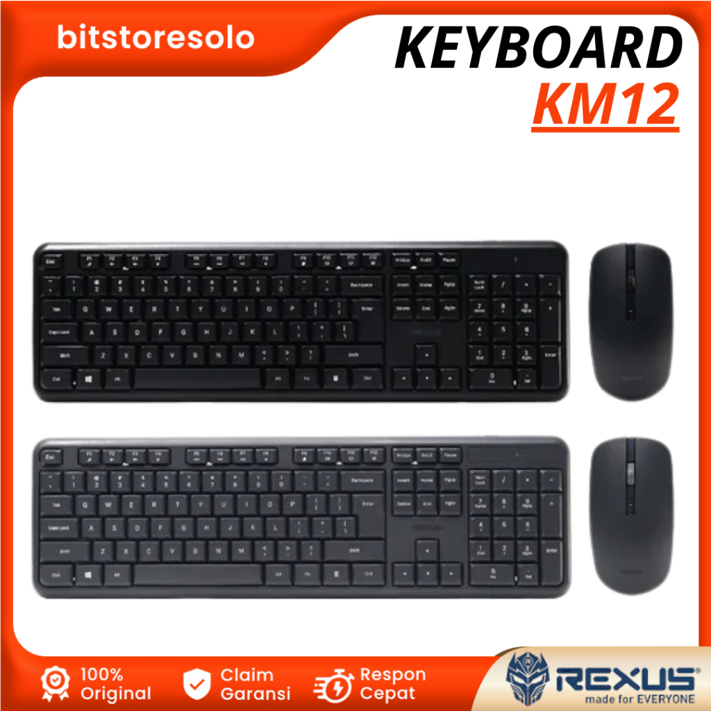 Jual Rexus KM12 Combo Office 2in1 Keyboard Mouse Wireless Silent ...