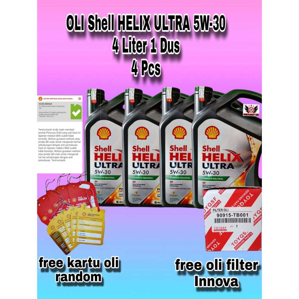 Jual OLI MOBIL SHELL HELIX ULTRA 5W-30 4 LITER 1 DUS 4 PCS ORIGINAL ...