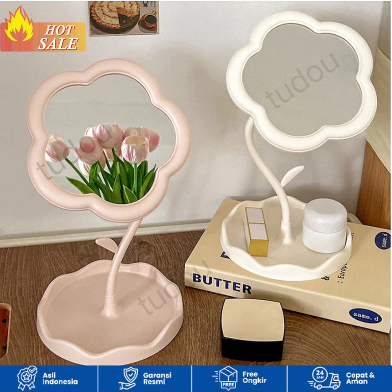 Jual Cermin Bunga Standing Mirror Makeup Rotating Cermin Aesthetic ...
