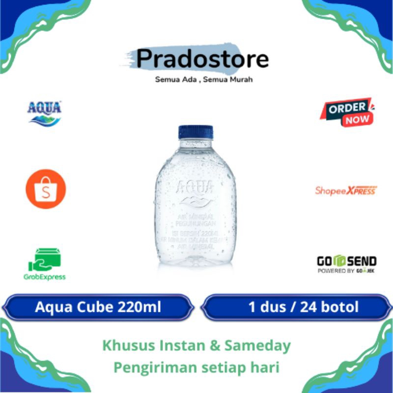 Jual Aqua Air Mineral Dalam Kemasan Cube 220ml [1 Dus/ 24 Botol] | Shopee Indonesia