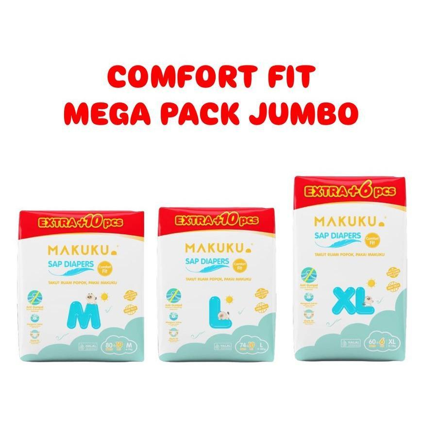 Jual MAKUKU COMFORT FIT MEGA PACK SUPER JUMBO M80+10 / L74+10 / XL60+6 ...