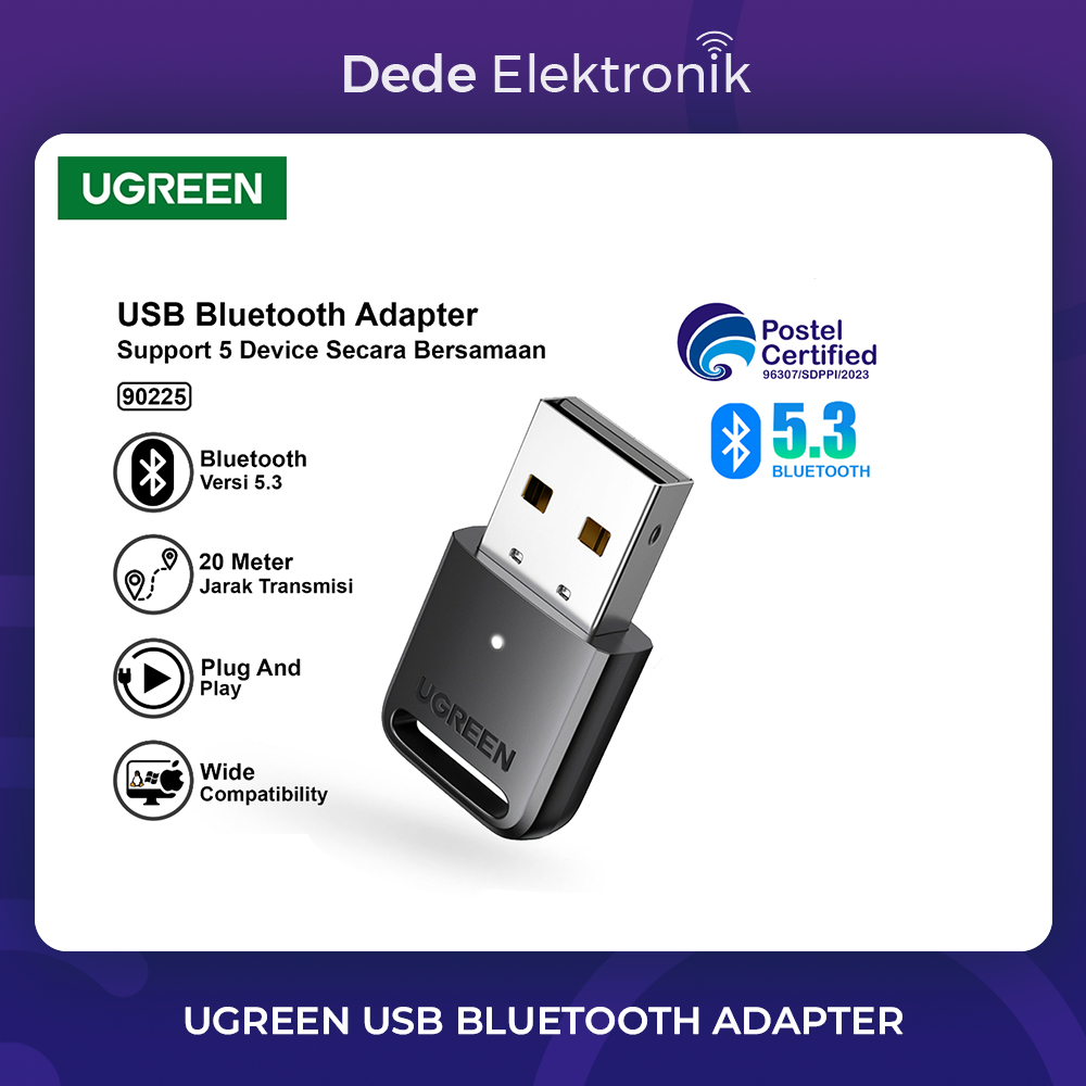Jual Ugreen USB Bluetooth 5.3 Adapter Transmitter Receiver Dongle PC 90225 / Bluetooth USB ...