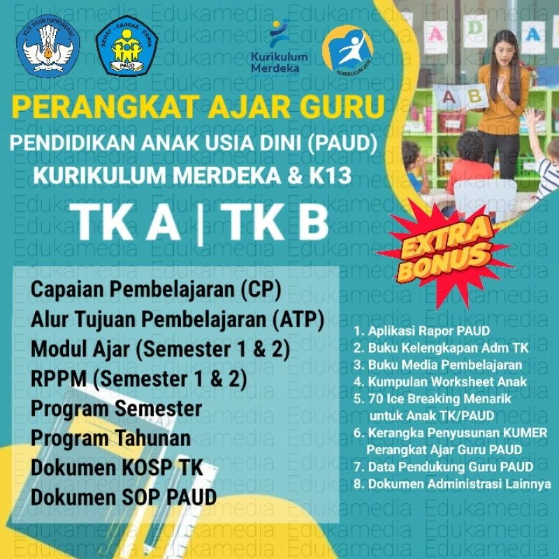 Jual Perangkat Ajar Guru PAUD TK A / TK B Kurikulum Merdeka dan K13 ...