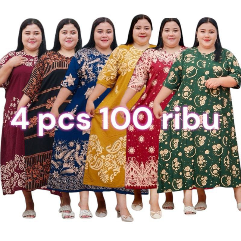 Jual Paket Daster Jumbo 4pcs Wanita Terbaru Busui Kancing Rayon Premium ...