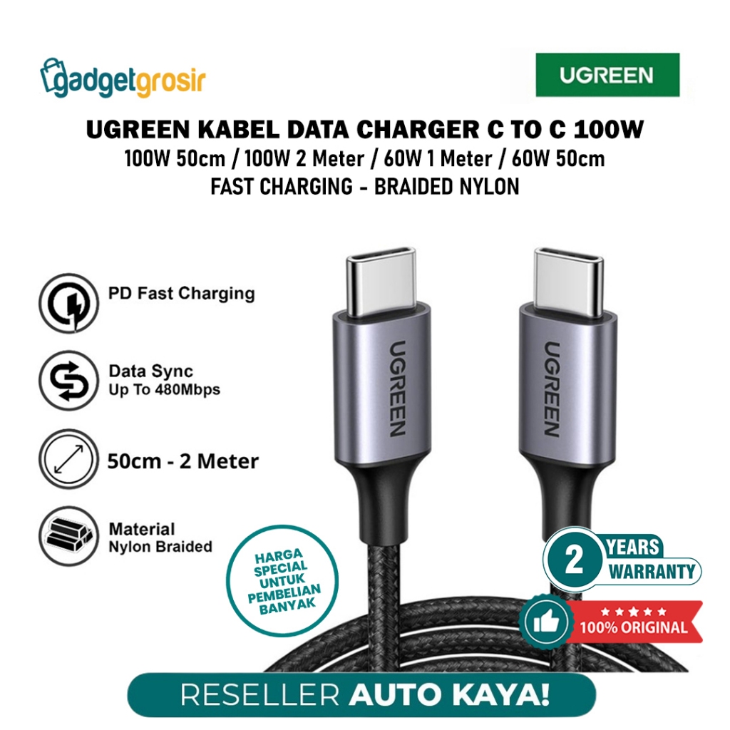 Jual Ugreen Kabel Data Charger USB C to Type C 100W / 240W / 60W Fast Charging 50cm / 1 Meter ...