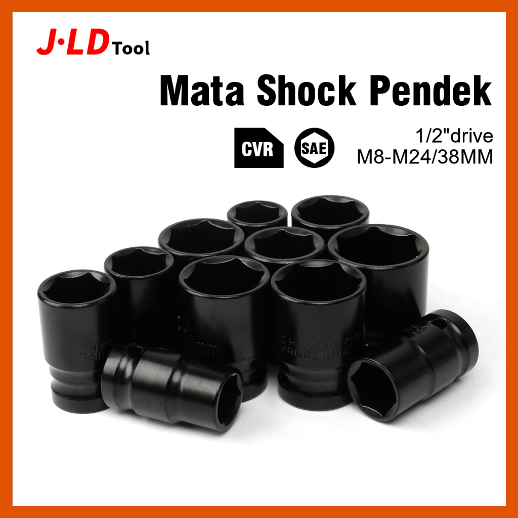 Jual JLD Mata Shock Pendek 1/2 Drive Shallow Impact Socket 8-24MM 6-Point Eceran Satuan Kunci ...