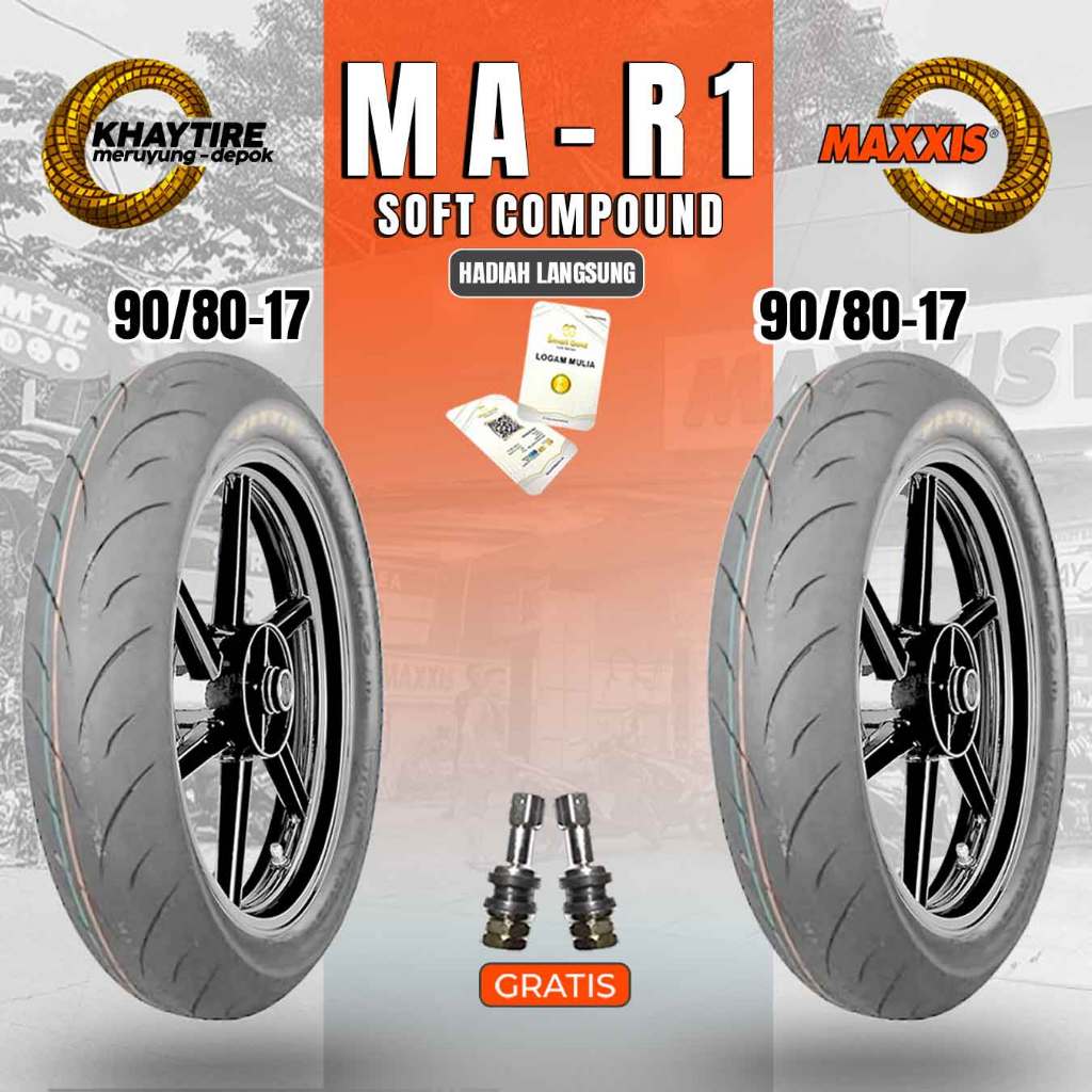 Jual Ban Soft Compound MAXXIS MA-R1 90/80 Ring 17 Tubeless Sepasang ...