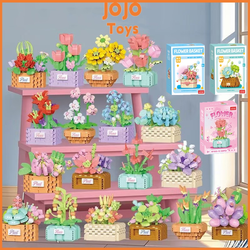 Jual JOJO Flower Buket Block DIY Mainan Balok Buket 3D Puzzle Bricks ...