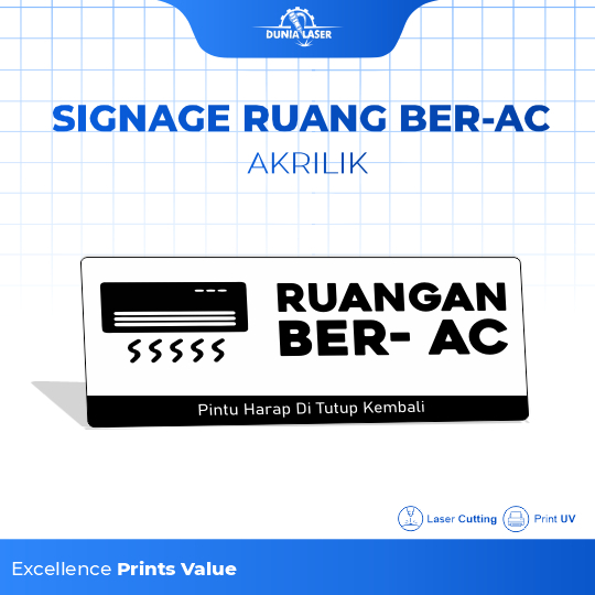Jual Signboard Akrilik Ruangan Ber AC Pintu Harap Di Tutup / Signage AC ...