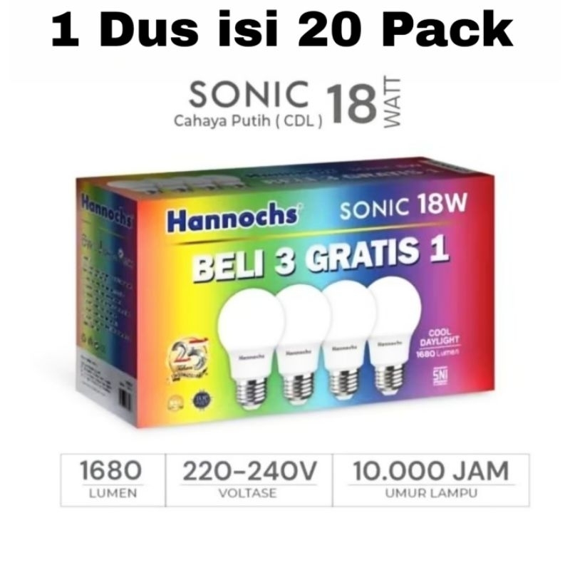 Jual Led Pack Hannochs Sonic 18 W (1 Dus isi 20 Pack) - Lampu Hannochs ...