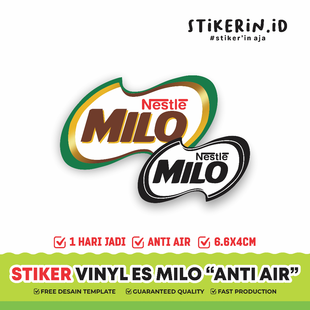 Jual ( A3+ ) READY STOK PAKET 100 PCS STIKER ES MILO / STIKER GLOSSY ...