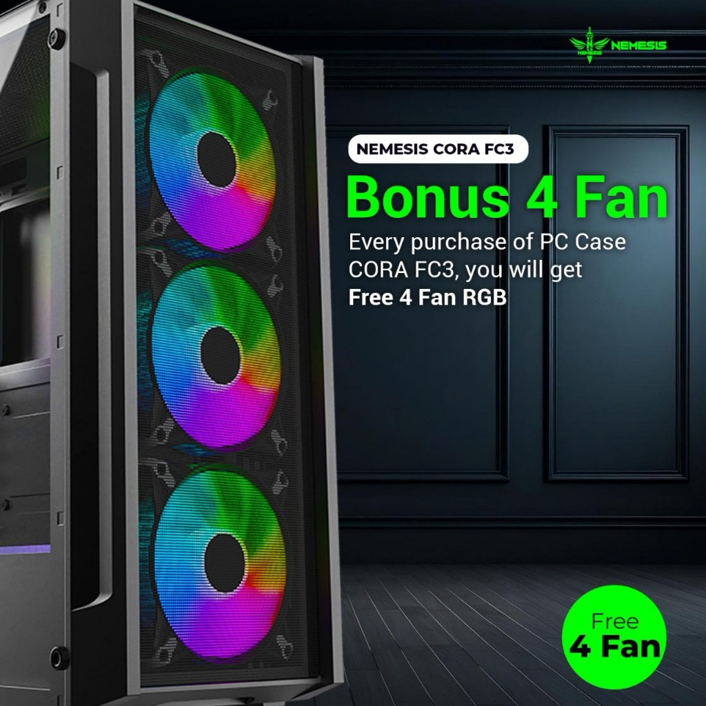 Jual NYK Nemesis Cora FC3 Casing Komputer Gaming ATX Include 4 Fan RGB ...