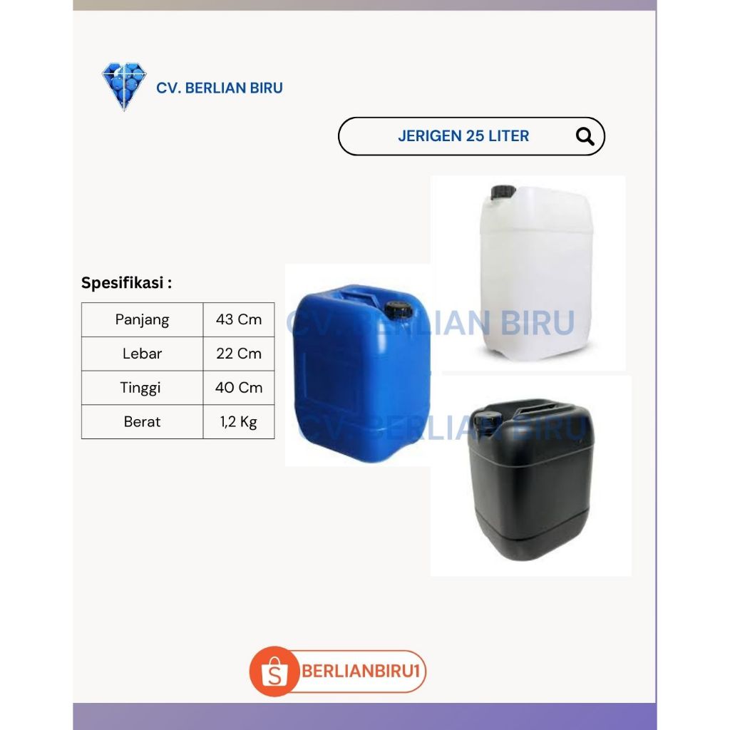 Jual Jerigen 25 Liter Putih Hitam Biru | Shopee Indonesia