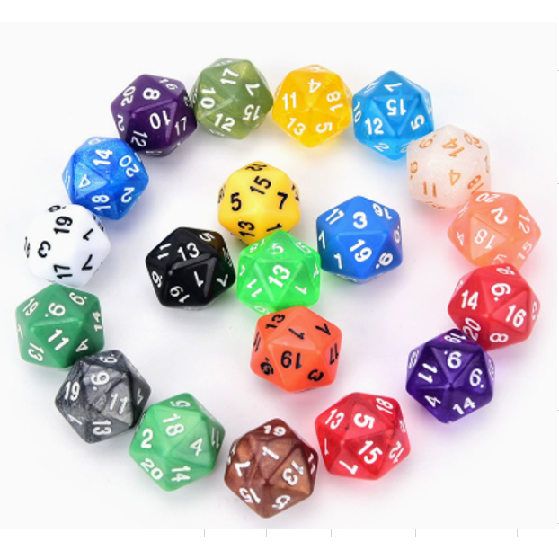 Jual Dadu Dice doff 20 Angka Random Warna Angka acrilic sudut bulat ...