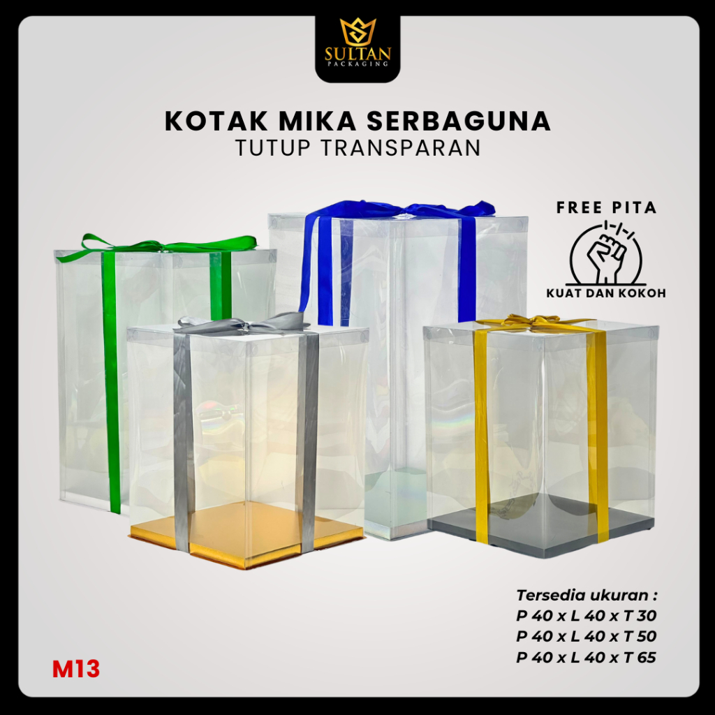 Jual Cake Box Kotak Kue Mika Transparan Dus Hadiah 40x40 - Tutup Mika ...