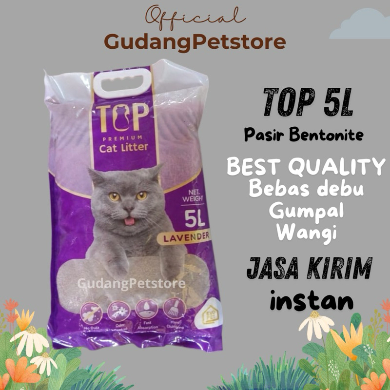 Jual Pasir kucing 5L Pasir TOP Premium Anti Bacterial | Shopee Indonesia