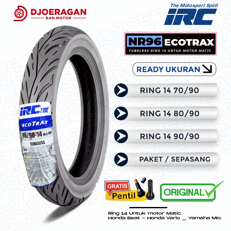 Jual SEPASANG / SATUAN BAN MOTOR MATIC IRC ECOTRAX Ring 14 TUBELESS ...