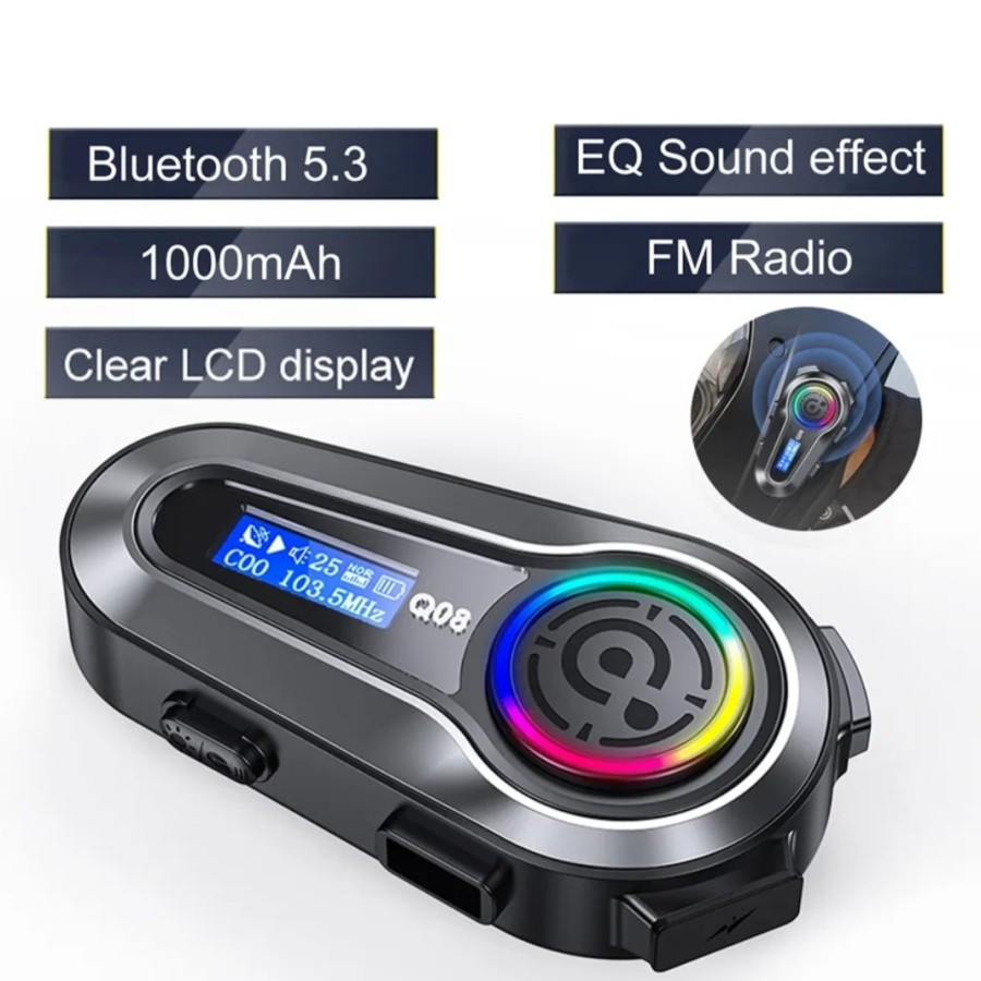 Jual Q08 Bluetooth 5.3 Helm Headset Radio FM Layar LCD Helm Sepeda ...