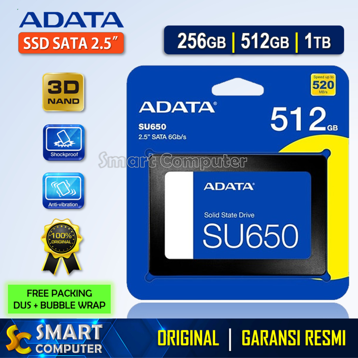 Jual SSD ADATA SU650 - 256 GB / 512 GB / 1 TB Sata3 2.5" Original Garansi | Shopee Indonesia