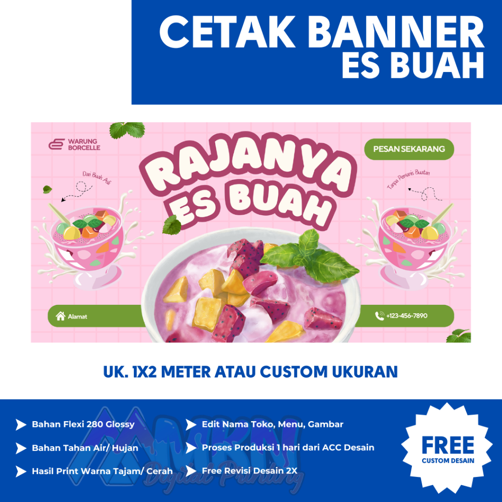 Jual Cetak Banner Spanduk Es Buah Sop Buah Es Cendol Desain Kekinian ...