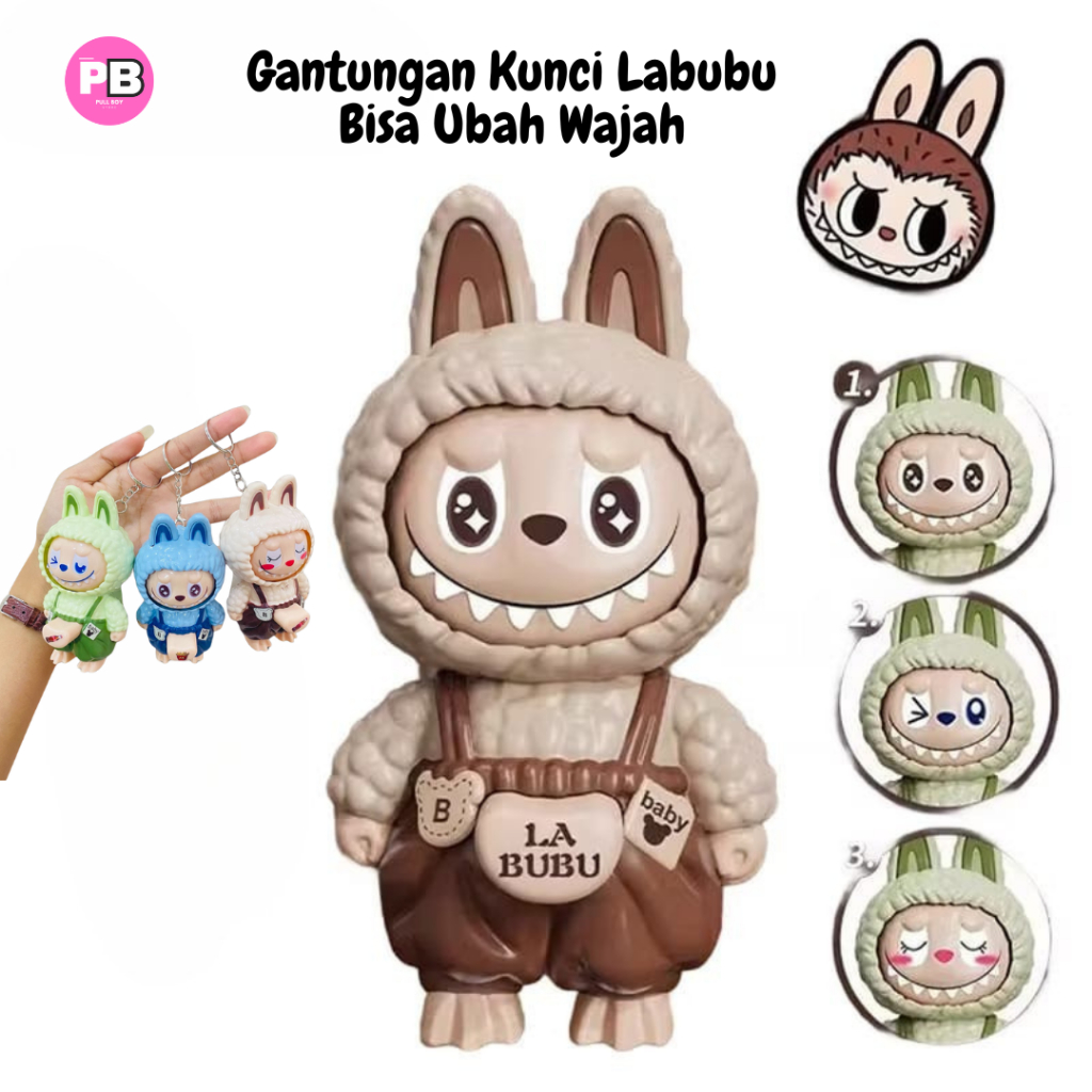 Jual Mainan Gantungan Kunci Boneka Labubu Bisa Ganti Wajah Karakter ...