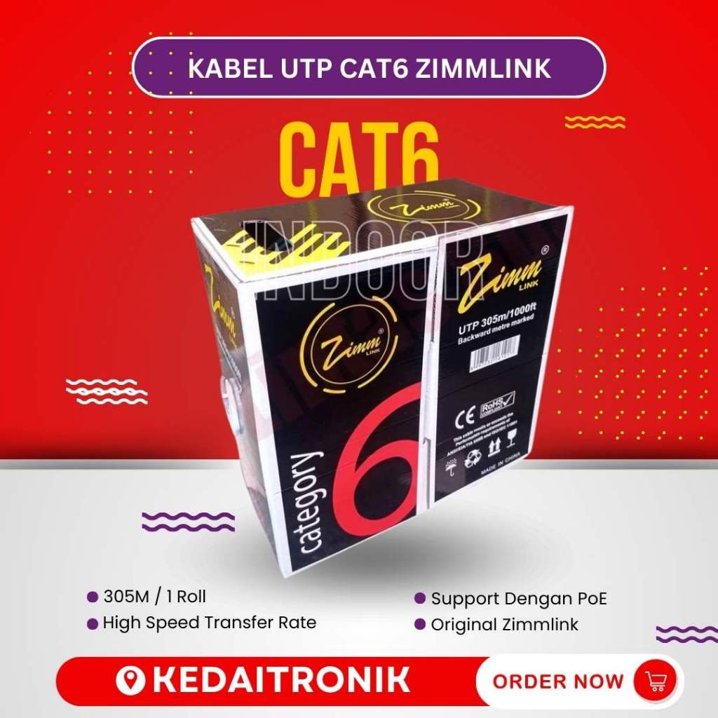 Jual Kabel UTP CAT6 CCA 1 Roll 305 Meter ZimmLink Lan CAT 6 Indoor ...