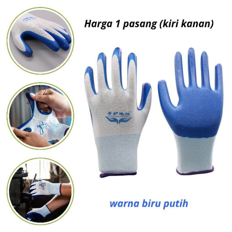 Jual 600 pc sarung tangan biru safety bahan karet nylon | Shopee Indonesia
