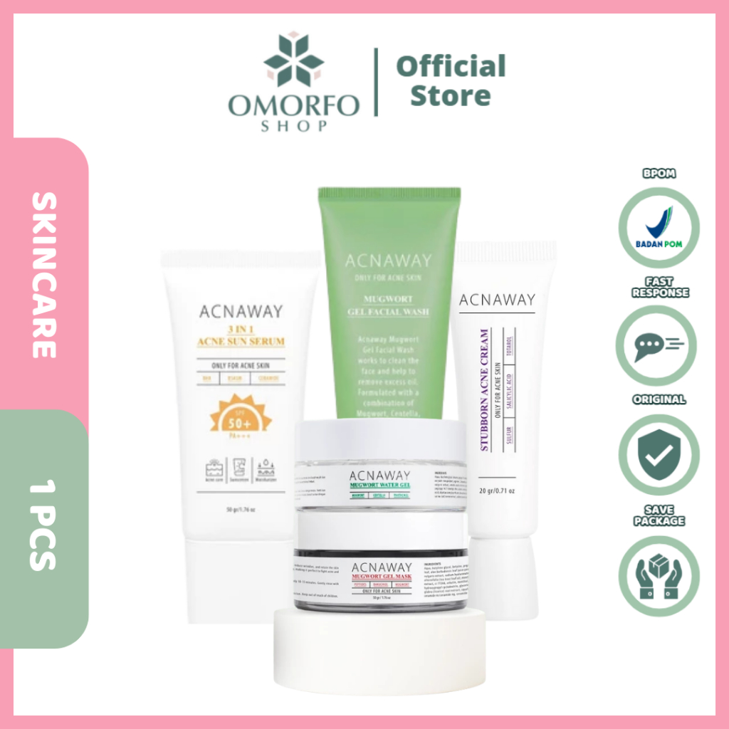 Jual ️Omorfo ️ ACNAWAY Mugwort Gel Mask Anti Pores | 3 in 1 Acne Sun ...