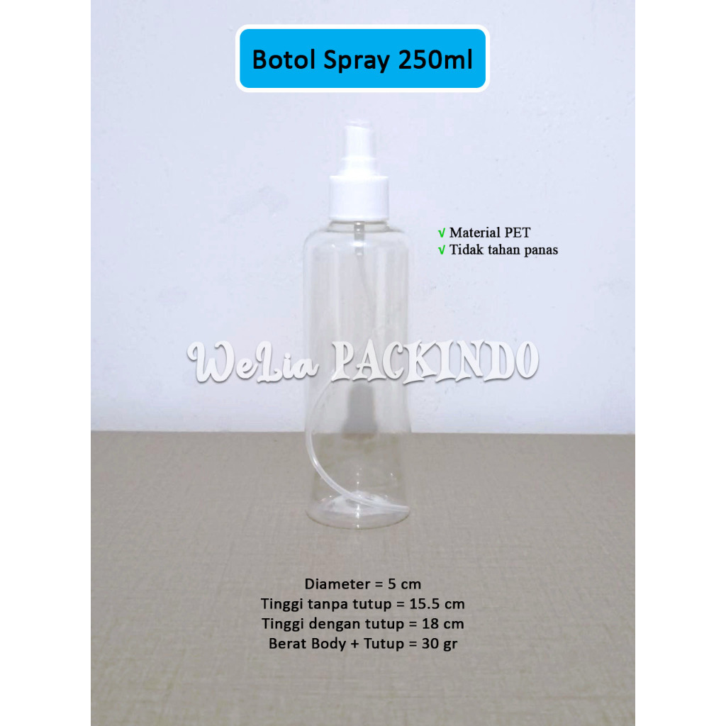 Jual [1 PCS] Botol Spray 250ml 30Gr / Botol Spray Bening Tutup Putih ...
