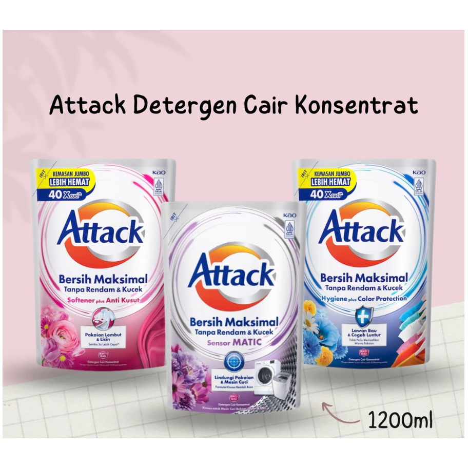 Jual MID YEAR DISC! ATTACK Plus Softener Deterjen Cair 1200ML | PINK Anti Kusut | BLUE Hygiene ...