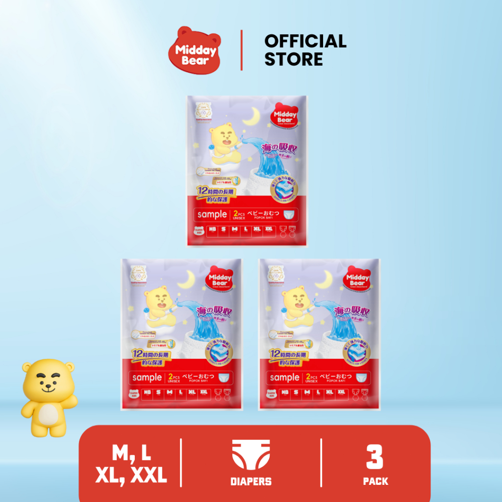 Jual Midday Bear Sample Pack Popok Celana Bayi Pull-Up Pants Sekali ...