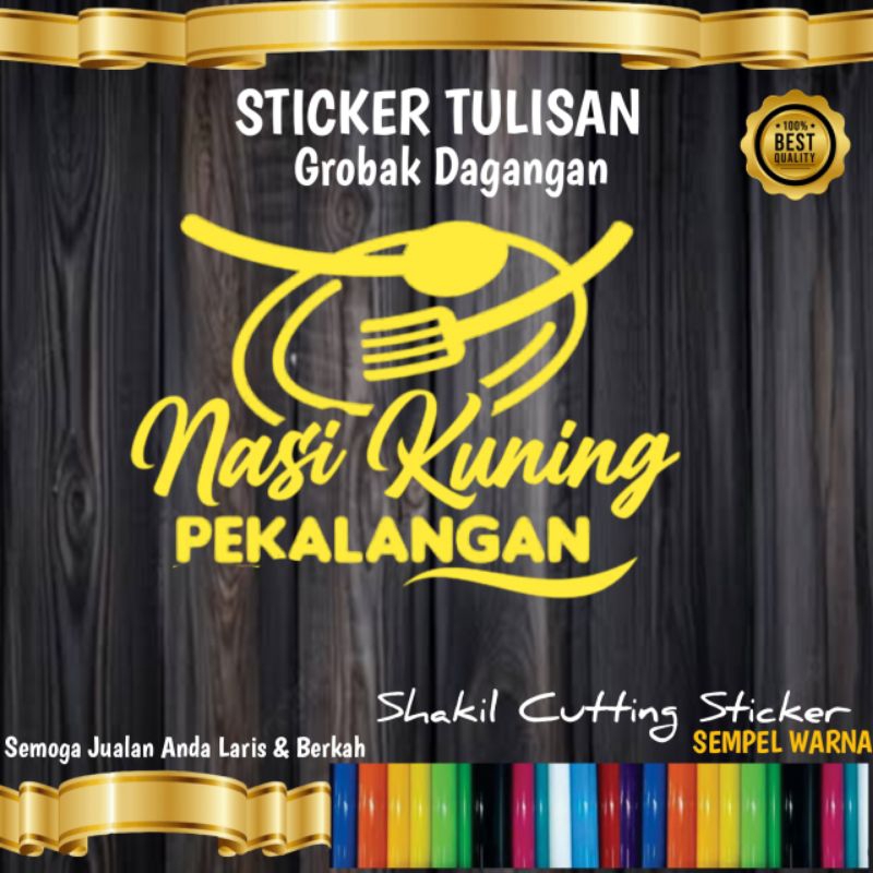 Jual Sticker Cutting TULISAN NASI KUNING,untuk nama jualan di grobak ...