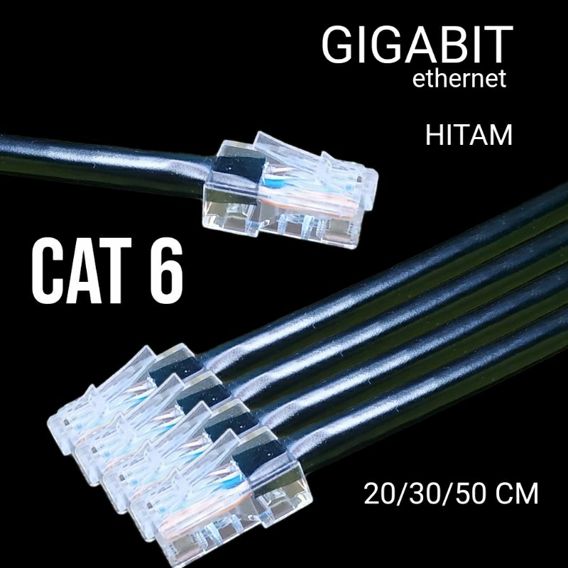 Jual Kabel lan cat 6 gigabit ethernet hitam suport poe pendek rj45 20 ...