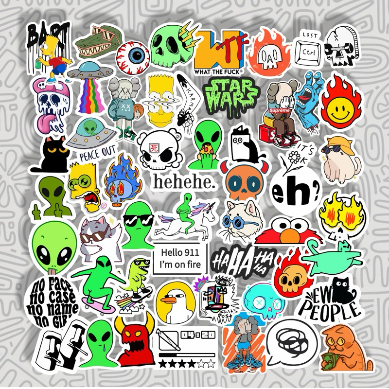 Jual Sticker Aesthetic Tengkorak Skull || Sticker Hype Skull Laptop ...