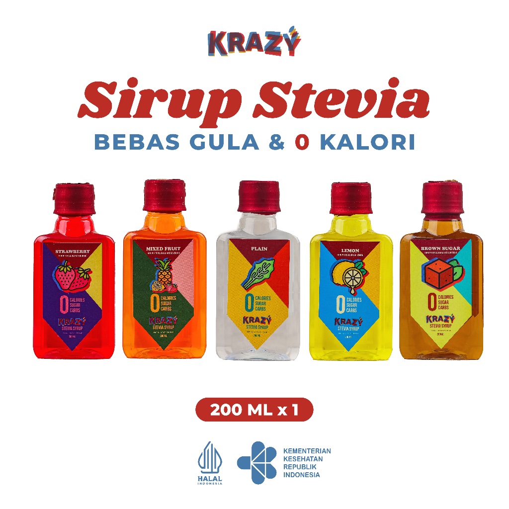 Jual KRAZY Stevia Pemanis Alami Sirup Diet Bebas Gula Sugar Free 200 ml ...