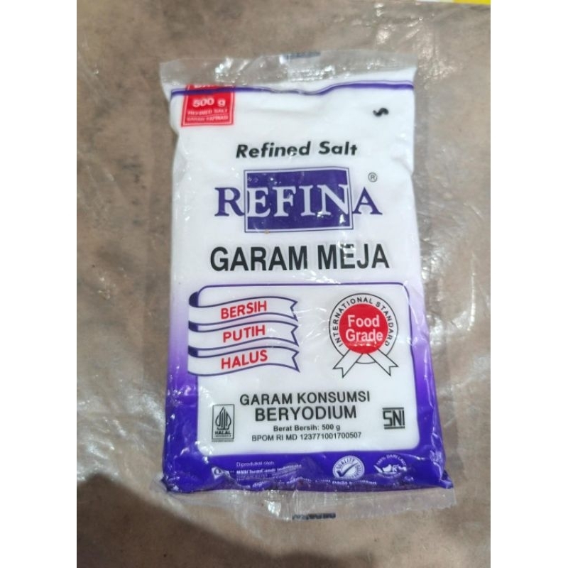 Jual garam meja refina kemasan 500g halal | Shopee Indonesia