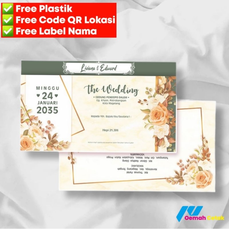 Jual Undangan nikahan murah simple, undangan nikah estetik, undangan ...