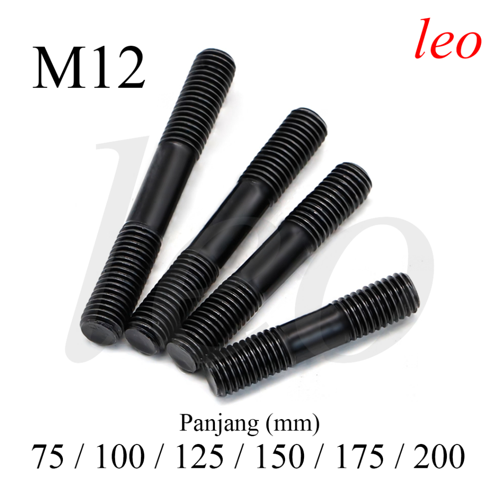 Jual Baut Milling M12 Panjang 75/100/120/150/175/200 Stud Bolt Baut ...