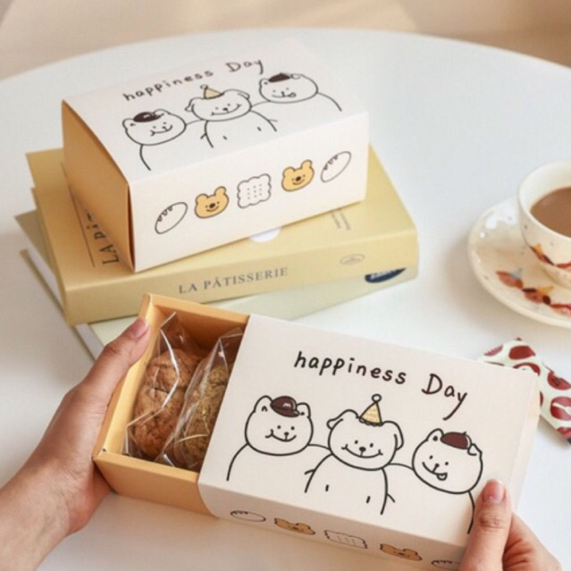 Jual [1pcs] 3 Puppies box | box lucu | dessert box | kotak kue | White ...