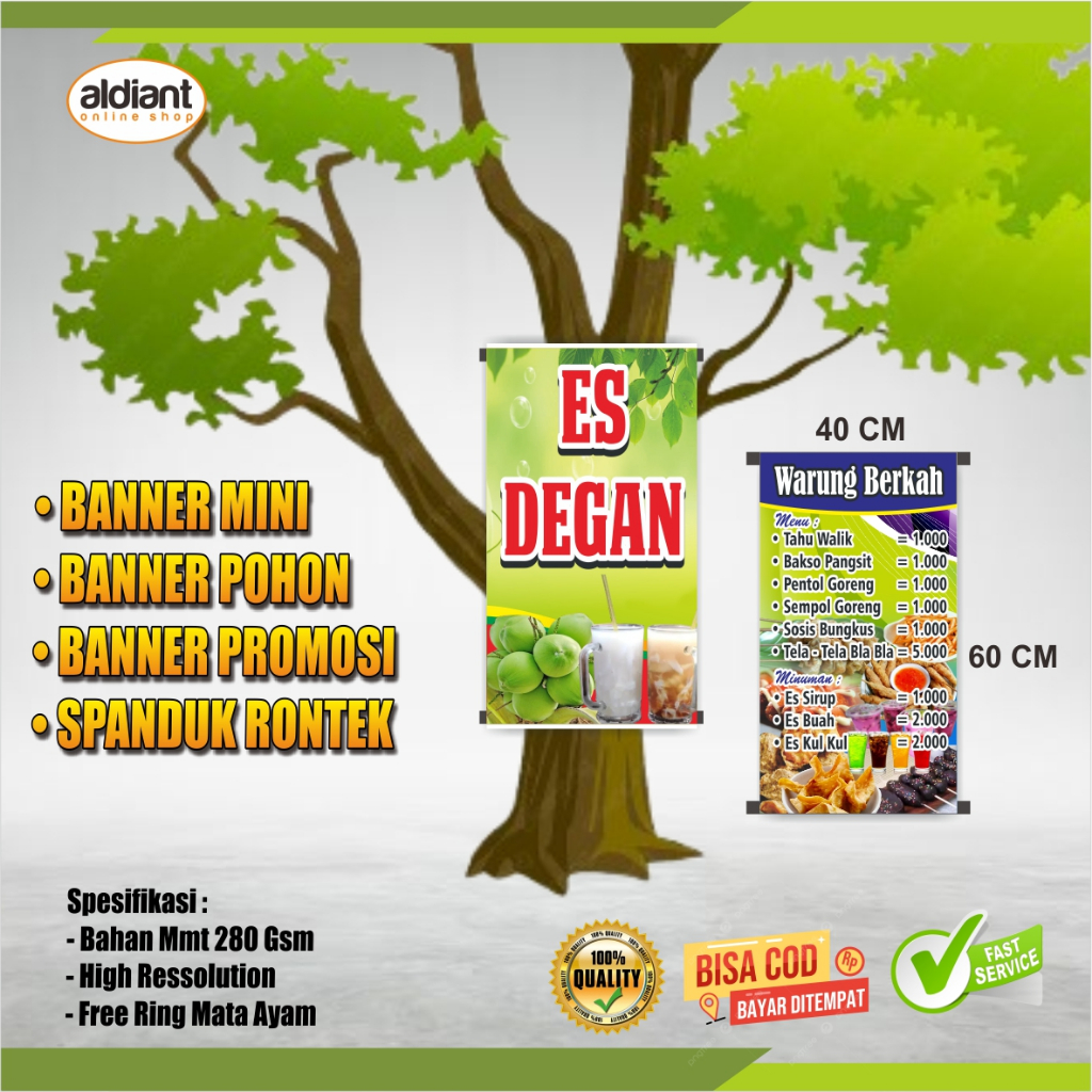 Jual BANNER / SPANDUK POHON / RONTEX / UK.40X60 BAHAN FLEXY 280GSM ...