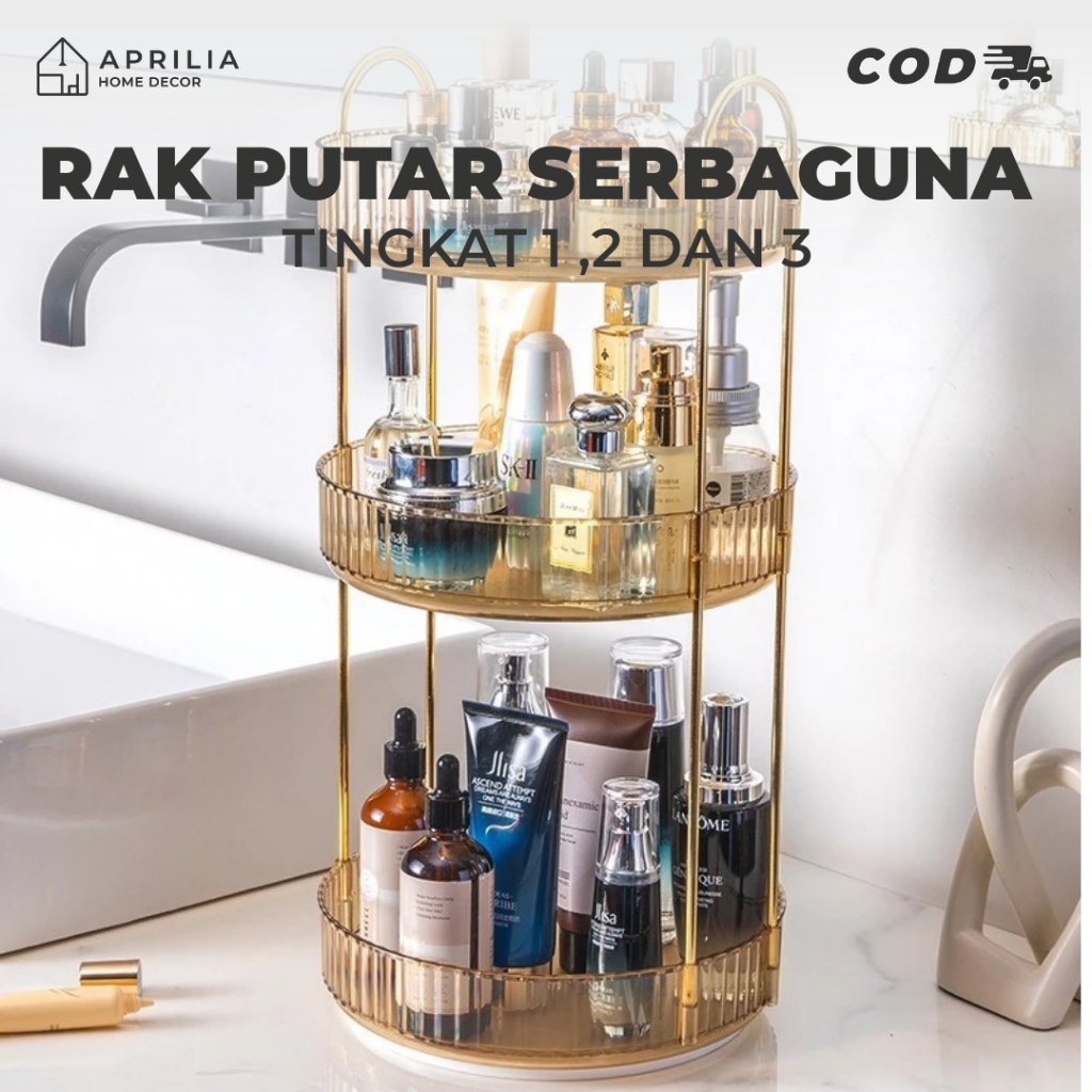 Jual Rak Makeup Gold / Rak Gold / Rak Bumbu / Rak Dapur/ Rak Putar ...