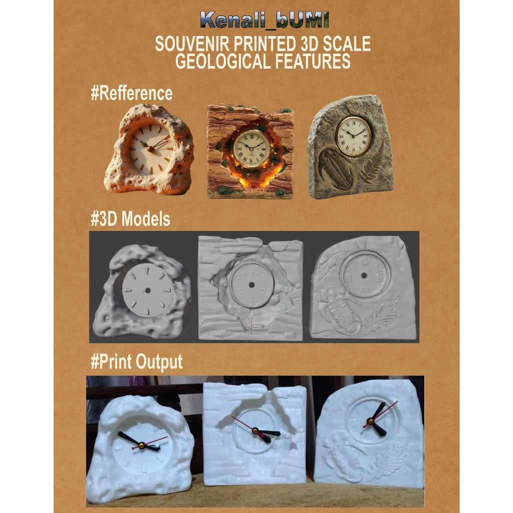 Jual 3D Print Jam Meja Model Perlapisan Batuan Yang Tererosi Mebentuk ...