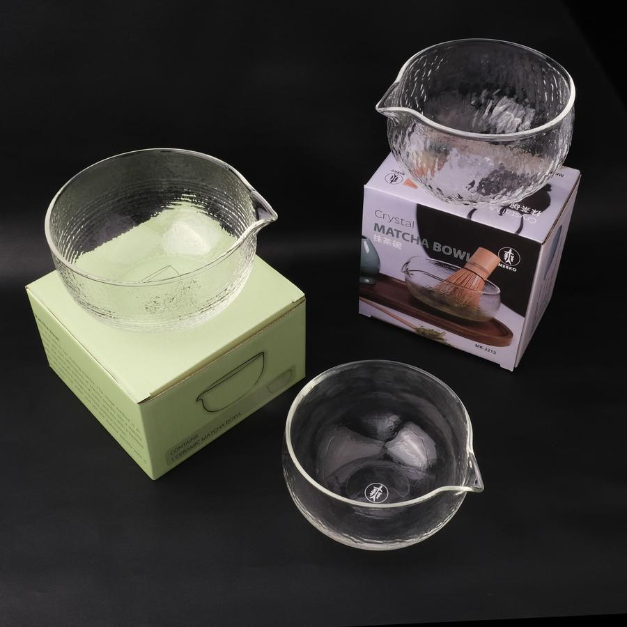 Jual Matcha Bowl High Quality Textured Glass Chawan With Pouring Spout ...