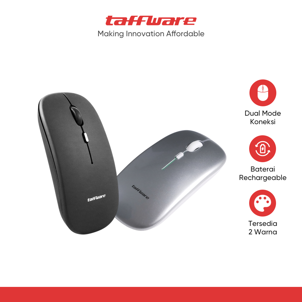 Jual Taffware Silent Mouse Rechargeable Dual Mode Bluetooth 5.2 dan 2 ...