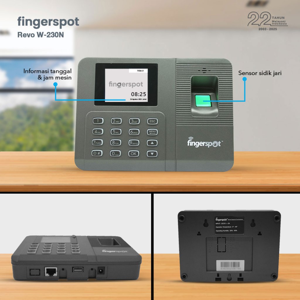 Jual Mesin Absensi Online Sidik Jari Fingerprint WiFi Fingerspot Revo W ...